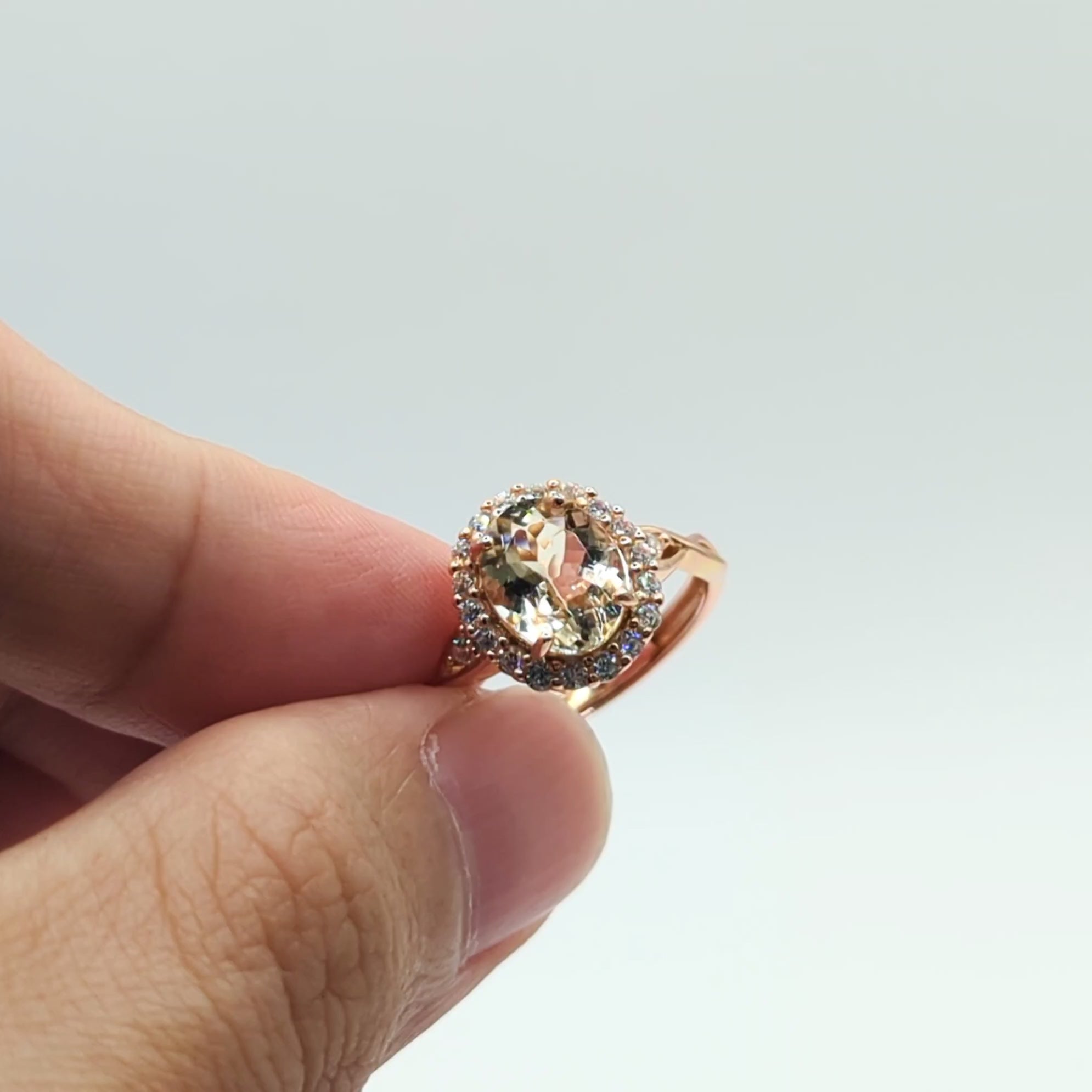 Natural Oval Morganite Gemstone Rings in S925 Gold Vermeil – Zenlove